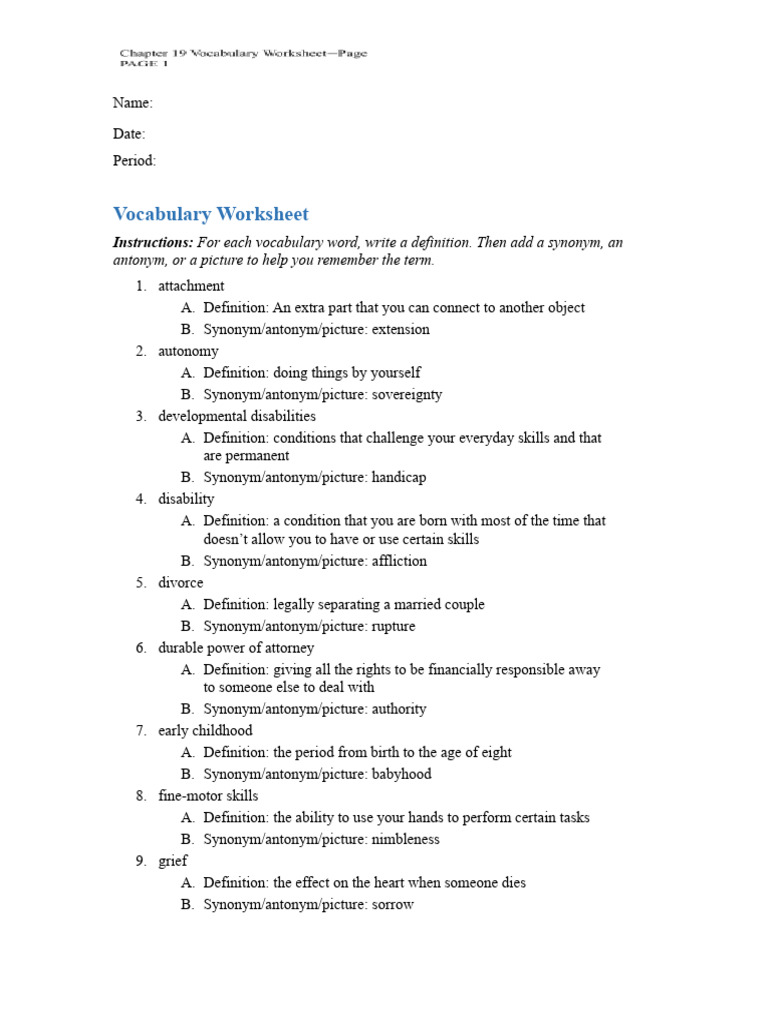 Annotated-Ch19 Ch19 Worksheet-1 | PDF | Behavioural Sciences | Learning Disability
