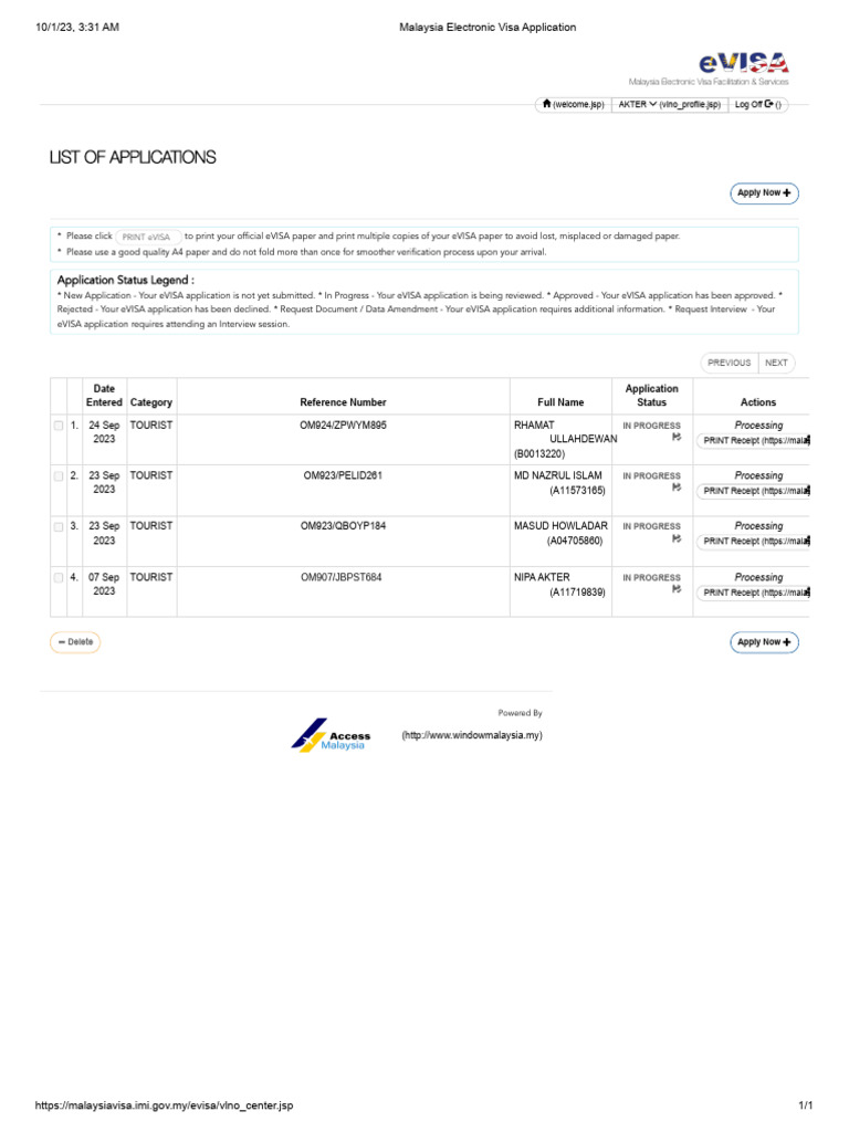 Malaysia Electronic Visa Application | PDF | Immigration Law | Government And Personhood