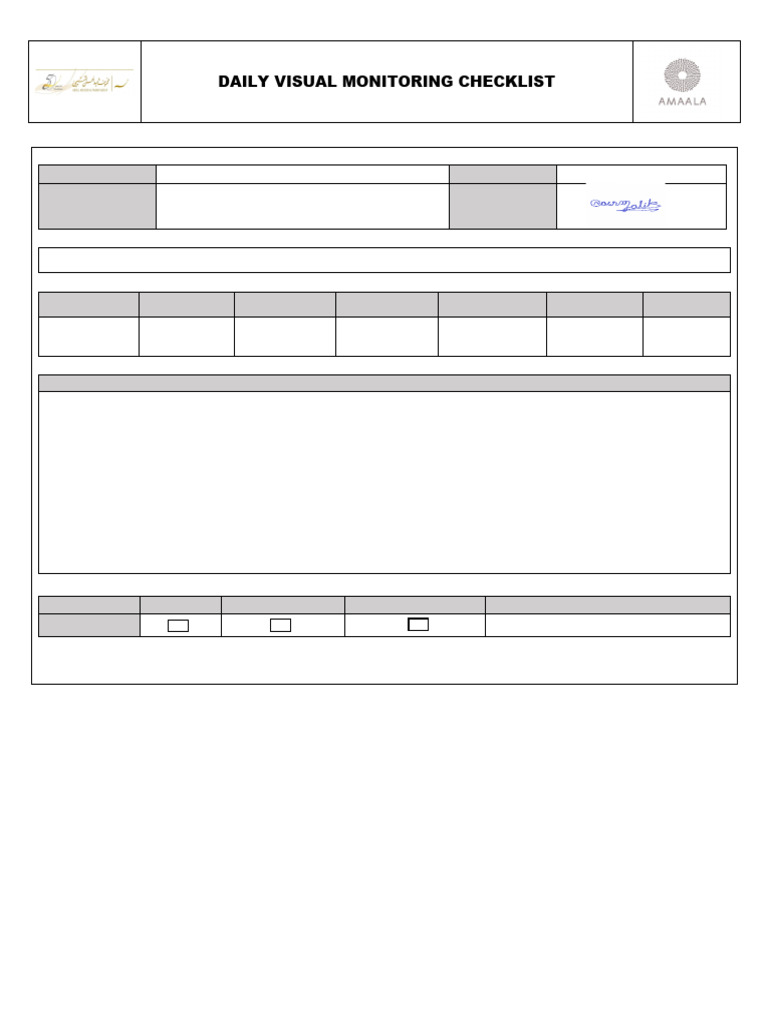 DAILY VISUAL MONITORING CHECKLIST | PDF