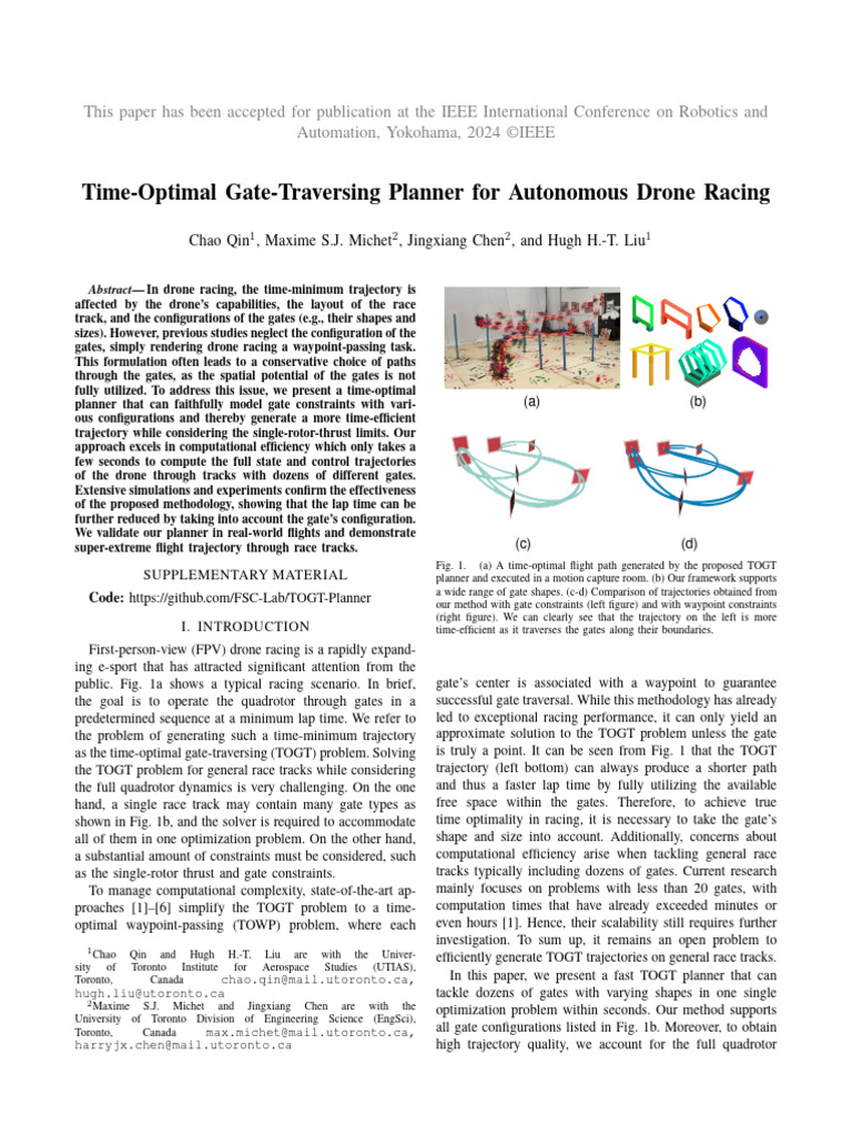 Time-Optimal Gate-Traversing Planner For Autonomous Drone Racing | PDF | Mathematical ...