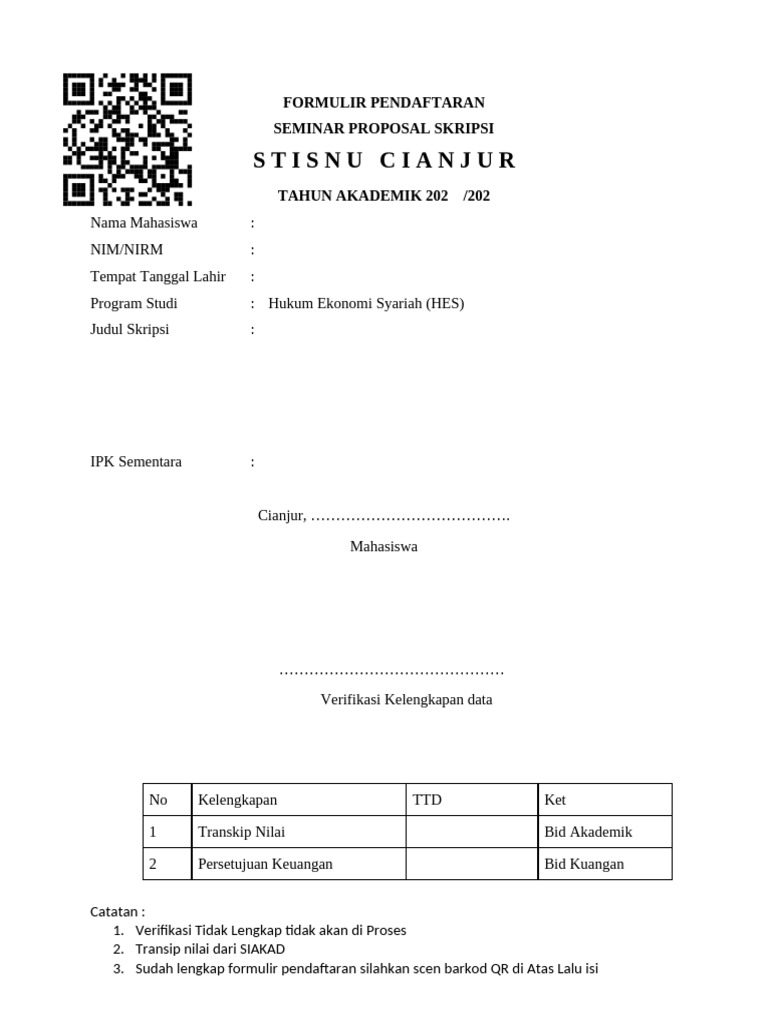 Formulir Pendaftaran Sempro | PDF