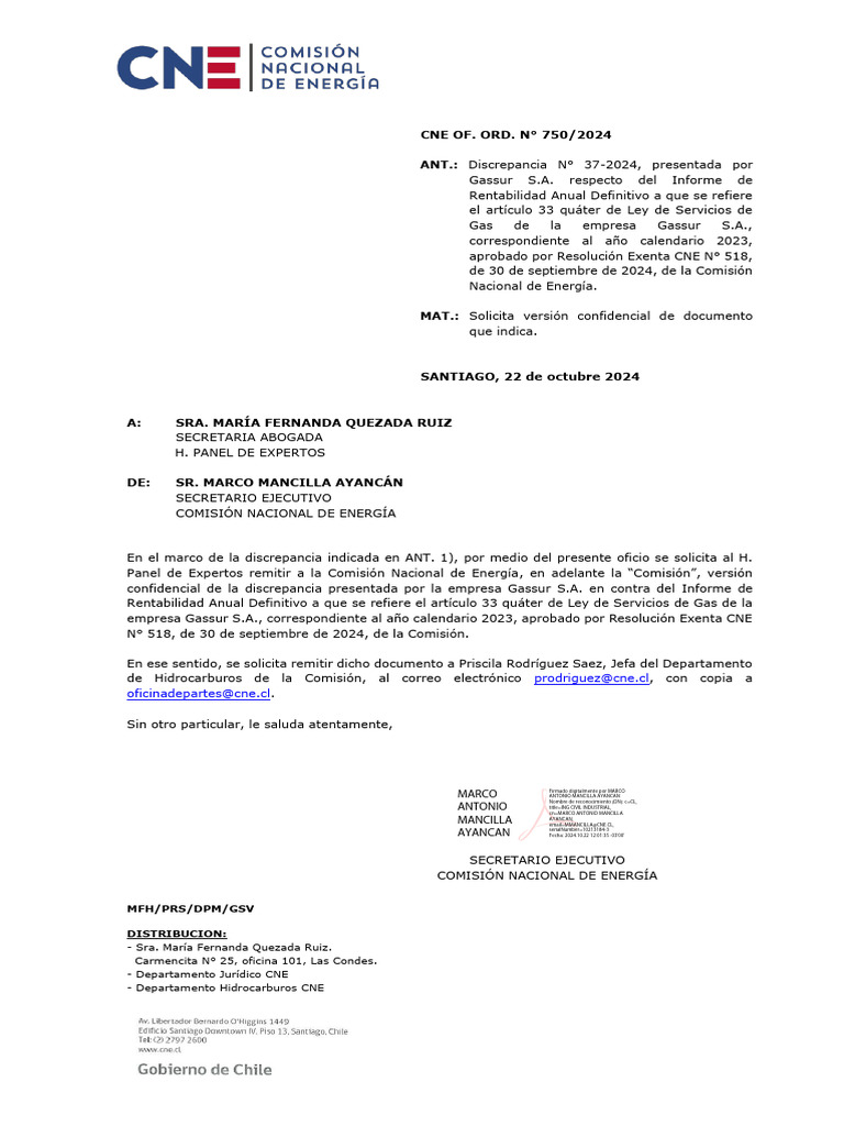 20241022.CNE.Oficio N750-2024 Solicita versión confidencial (1) | PDF ...