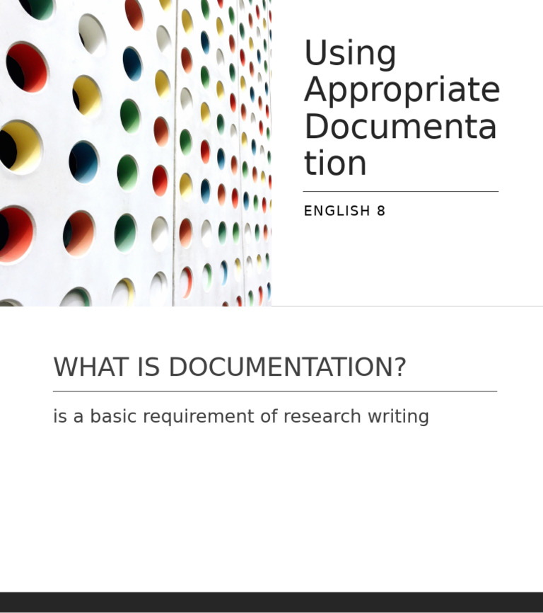 Using Appropriate Documentation | PDF