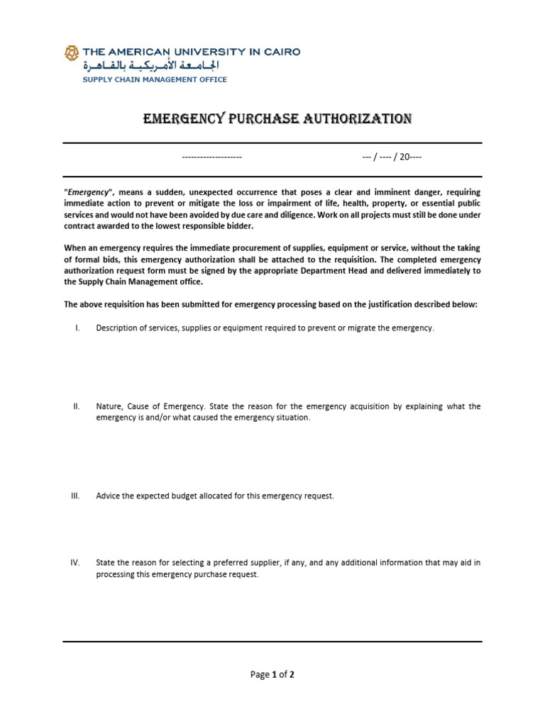 Emergency Pur auth | PDF | Audit | Emergency