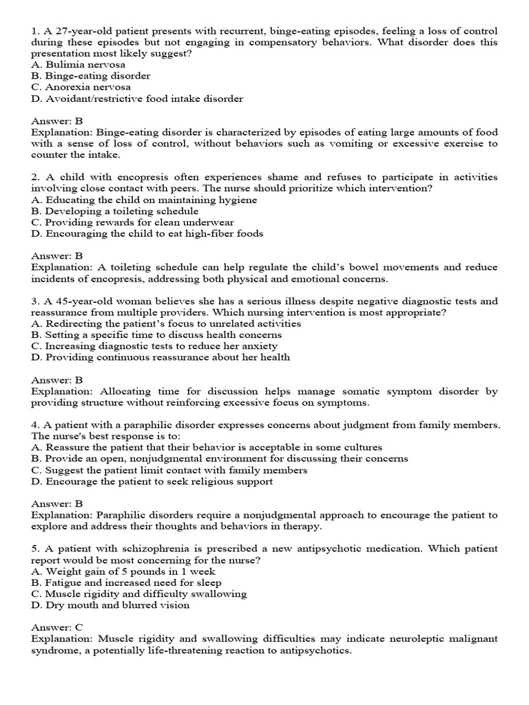 Psych-Practice Test (Midterms) | PDF | Mental Disorder | Bulimia Nervosa