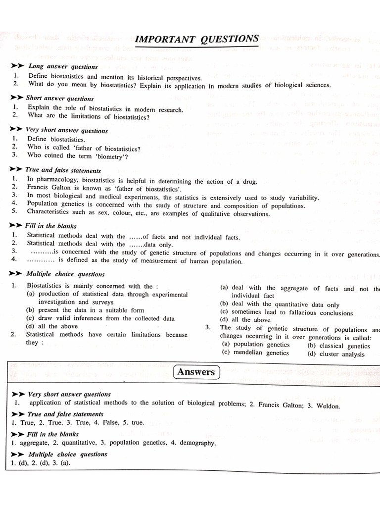 Biostatistics... Question | PDF