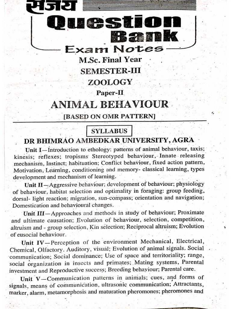 Animal Behavior Modal Sanjay | PDF