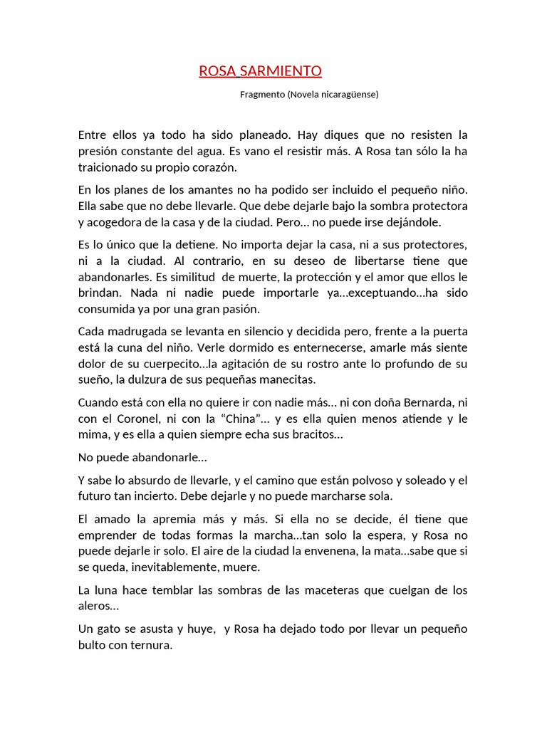 ROSA SARMIENTO(Novela Nicaraguense) | PDF