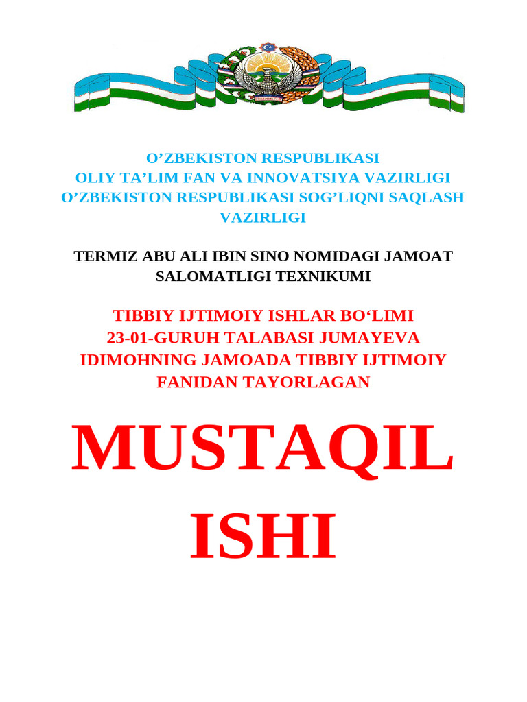 ABU ALI IBIN SINO NOMIDAGI 1 | PDF