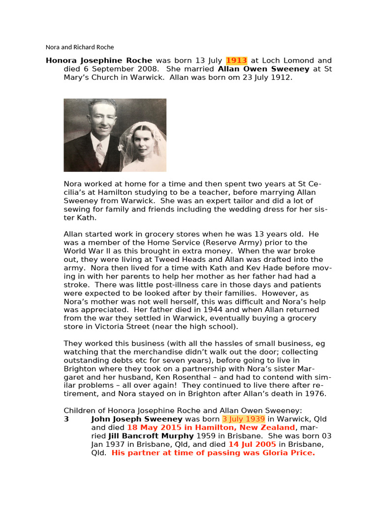 Nora and Richard Roche - UPDATED | PDF
