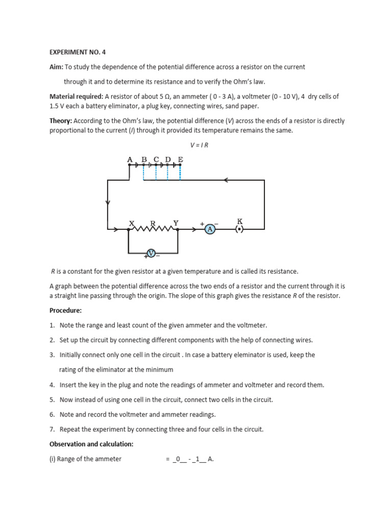 ohms law practical | PDF | Resistor | Electrical Resistance And Conductance