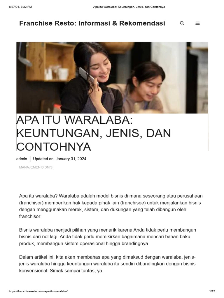 Apa Itu Waralaba - Keuntungan, Jenis, Dan Contohnya | PDF