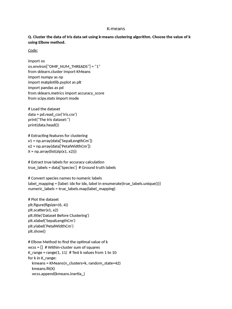 K-means algoritham | PDF | Cluster Analysis | Algorithms