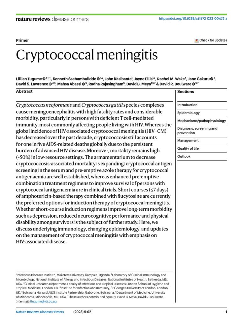 Cryptococcal Meningitis | PDF | Meningitis | Medical Specialties