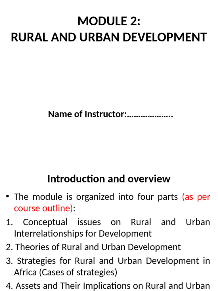 Module2 Rural&Urban Development | PDF | Human Capital | Capital (Economics)