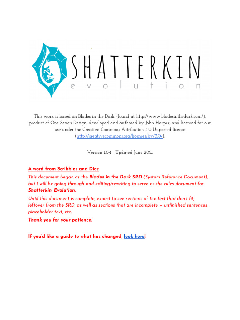 Shatterkin Rules - In Development - V1.05 | PDF | Evolution