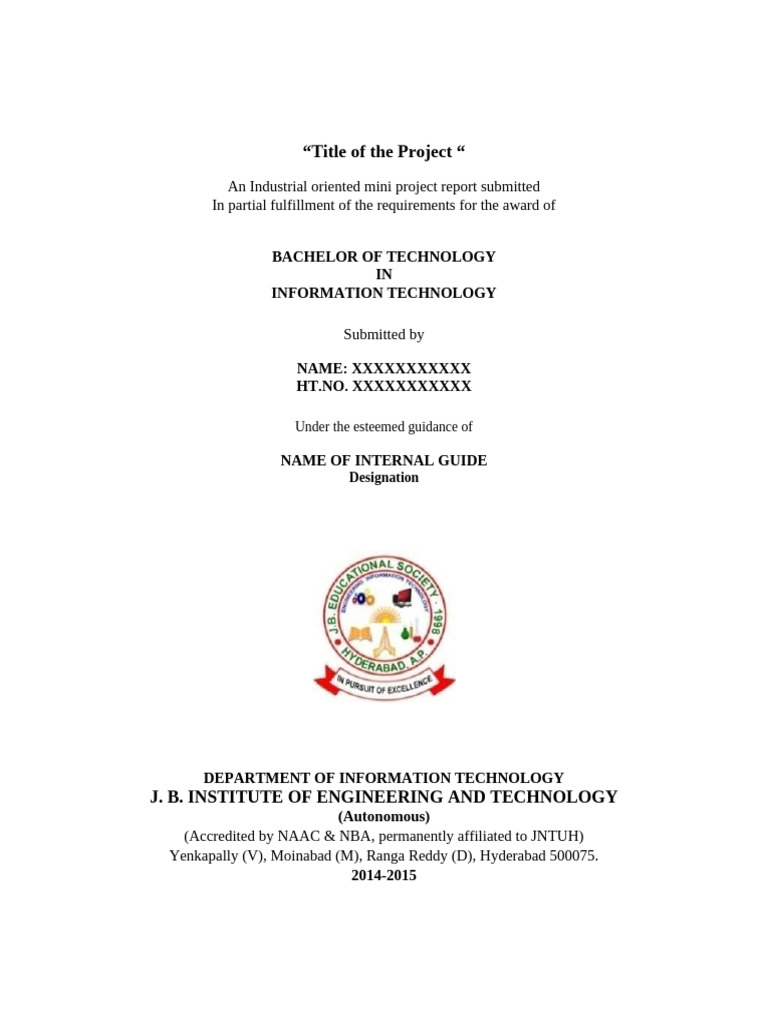 B.Tech Mini Project Format | PDF | Computing