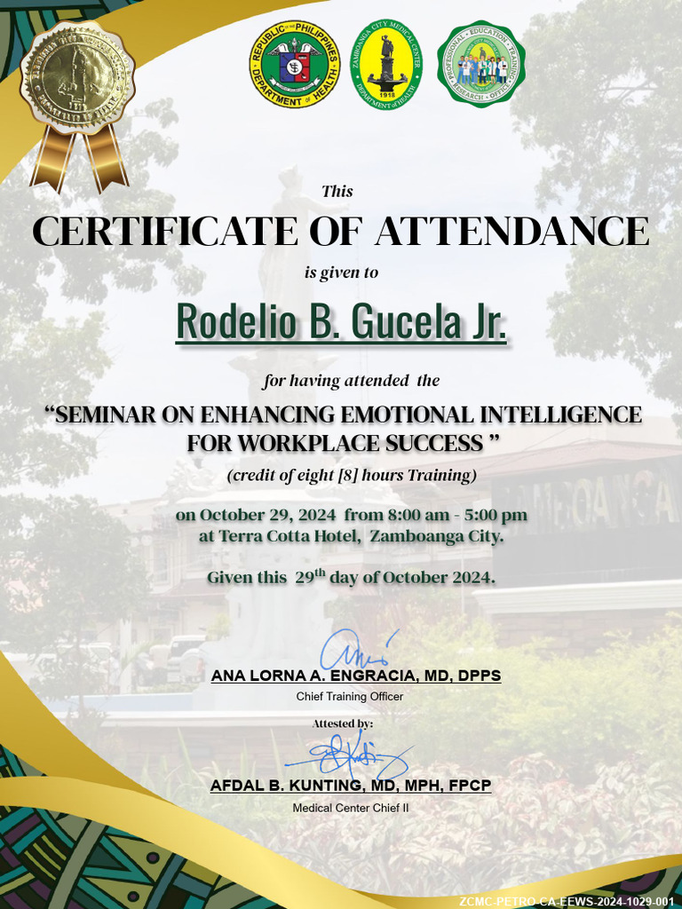 Emotional Intelligence Seminar Certificate | PDF