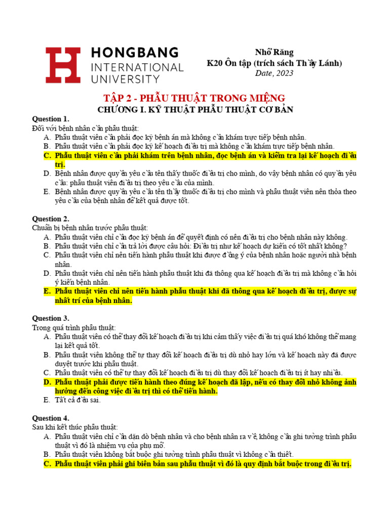 K20 Ôn Tập Phẫu Thuật Trong Miệng | PDF