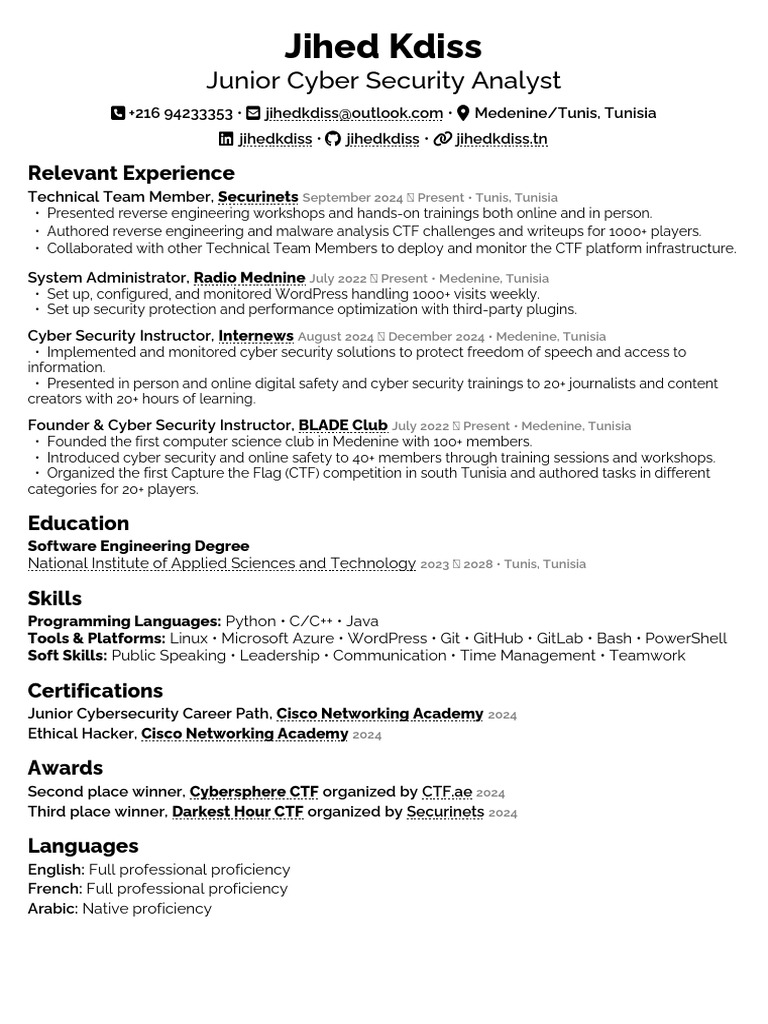 CV Jihed Kdiss | PDF