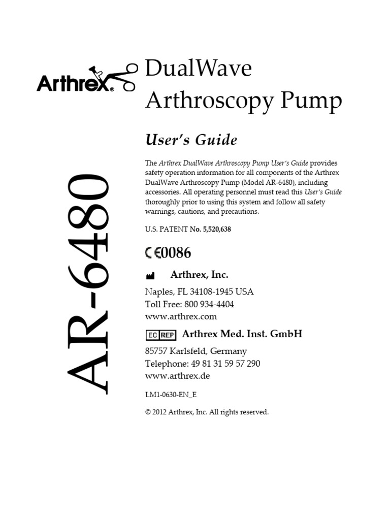 Arthrex Dual Wave Current Users Manual | PDF | Pump | Electrical Connector
