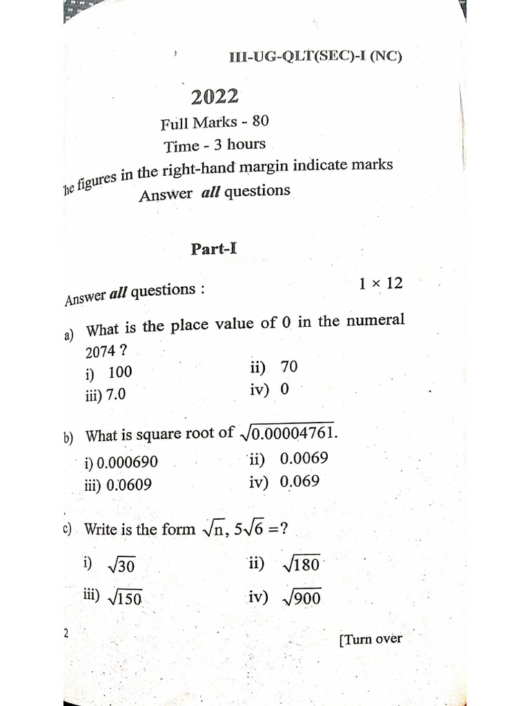 2022 3rd Sem UG-QLT (SEC) - 1 | PDF