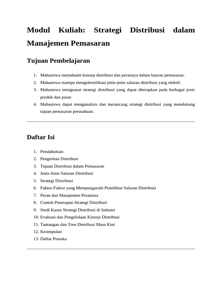Saluran Distribusi dalam Pemasaran | PDF