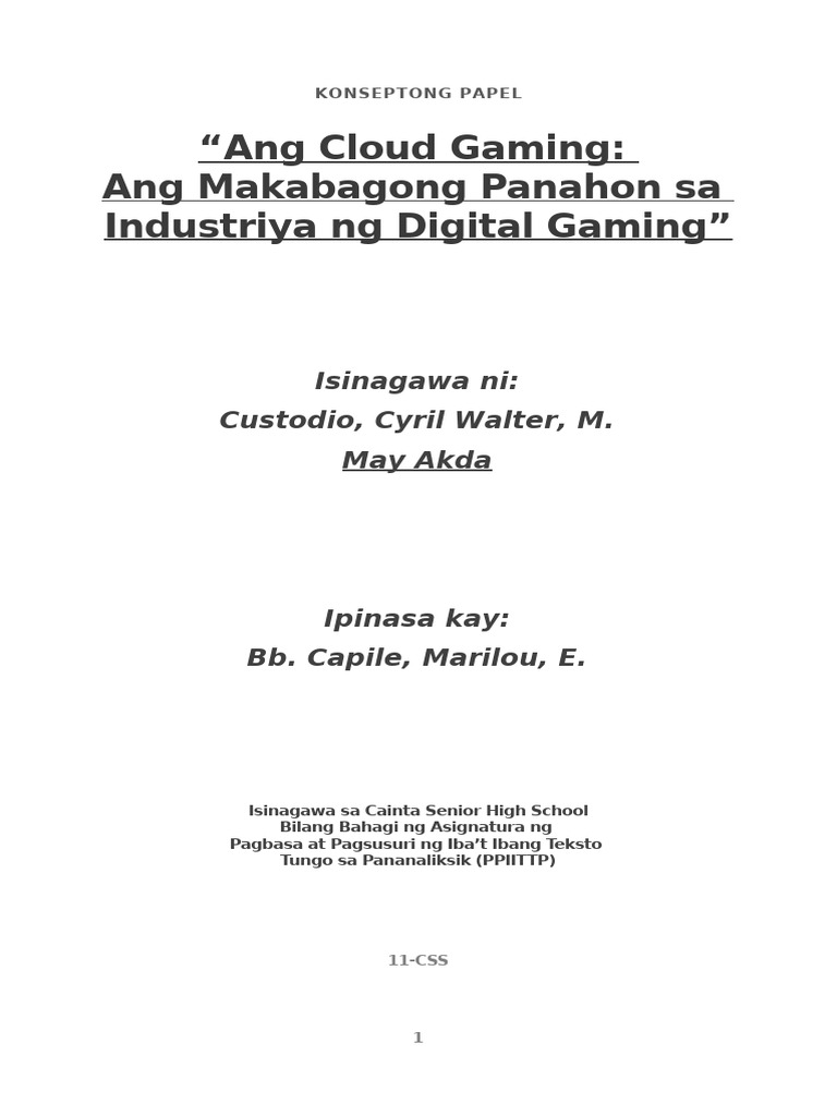 Ang Cloud Gaming | PDF