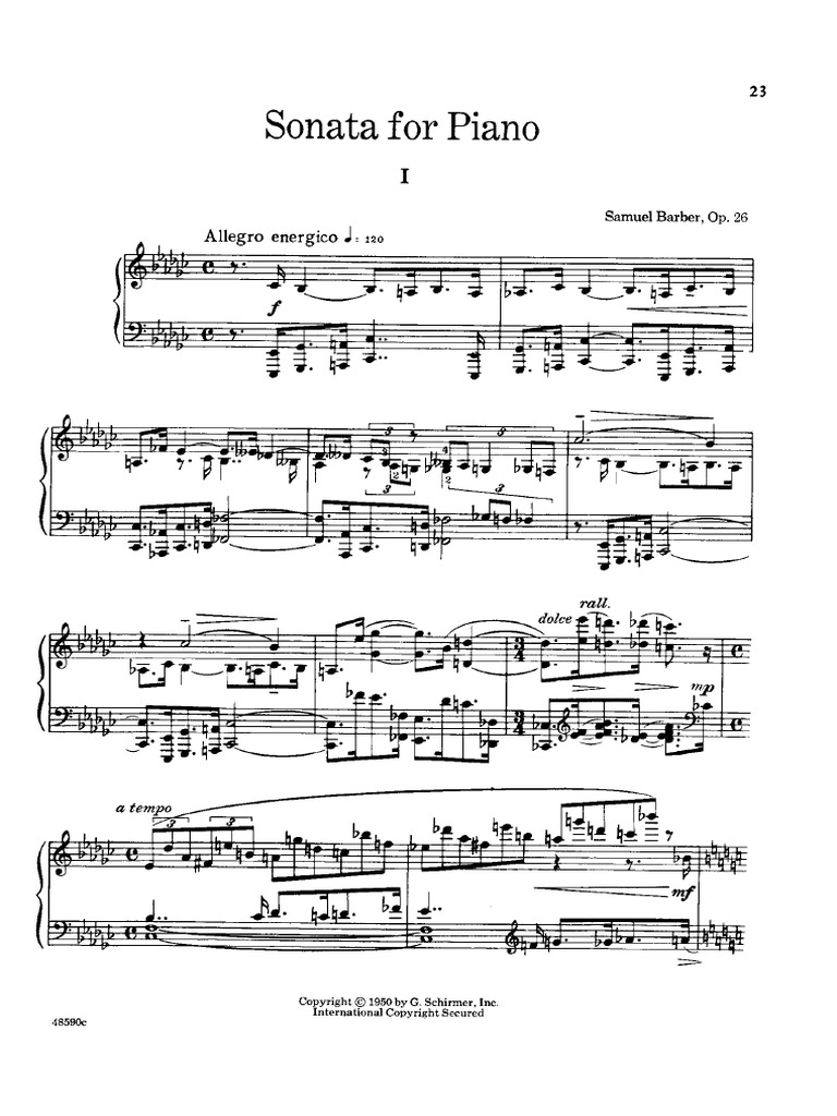 Barber - Sonata for Piano op.26 | PDF