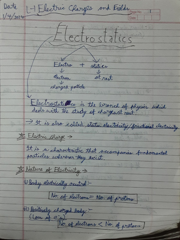 Ch-1- Electric Charges and Fields | PDF