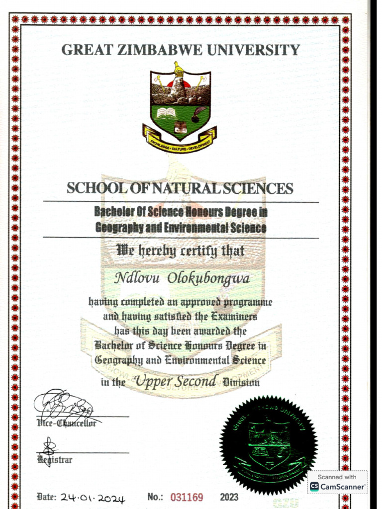 Certificate Ndlovu o | PDF