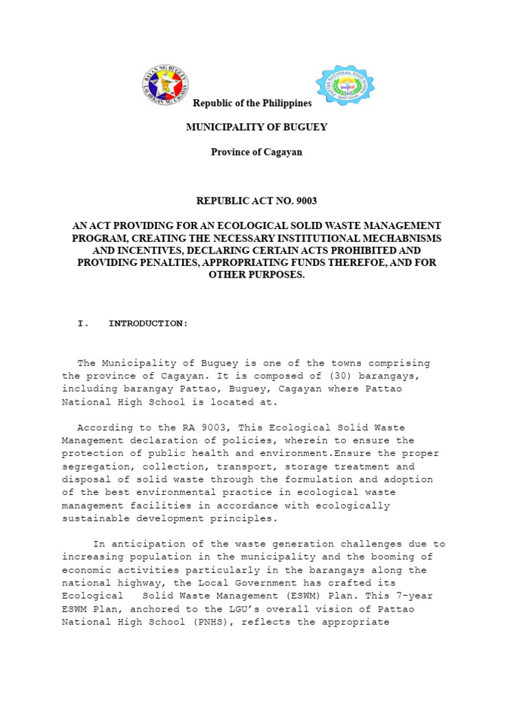 UNCIANO_RA-9003_AP | PDF | Waste Management | Waste