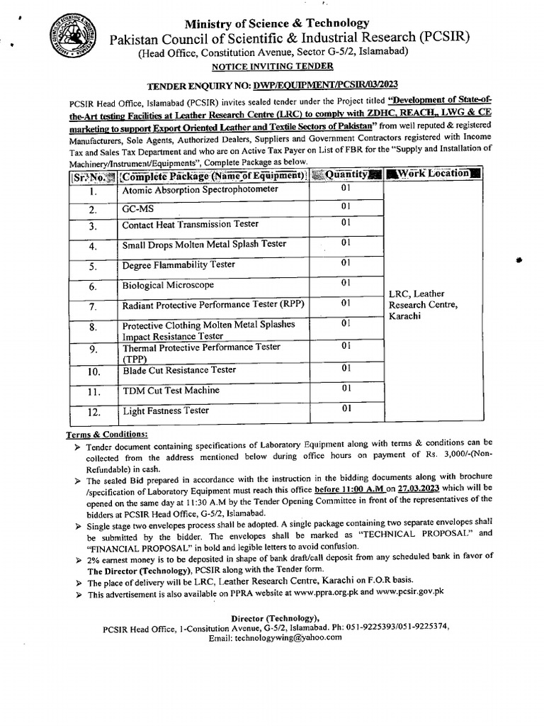 PCSIR Tender1 | PDF