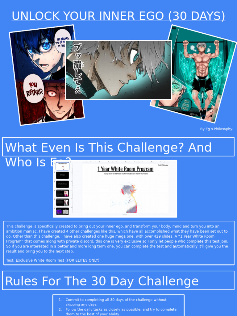 Eg's Philosophy - 30 Day Unlock Your Ego Blue Lock Challenge | PDF ...