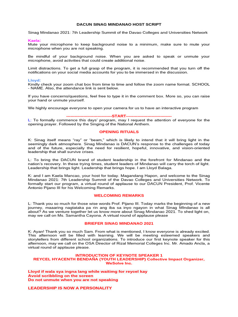 Leadership Summit Script | PDF