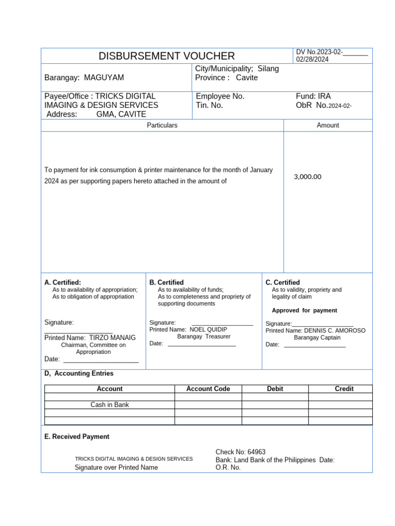 Disbursement Voucher Tricks | PDF