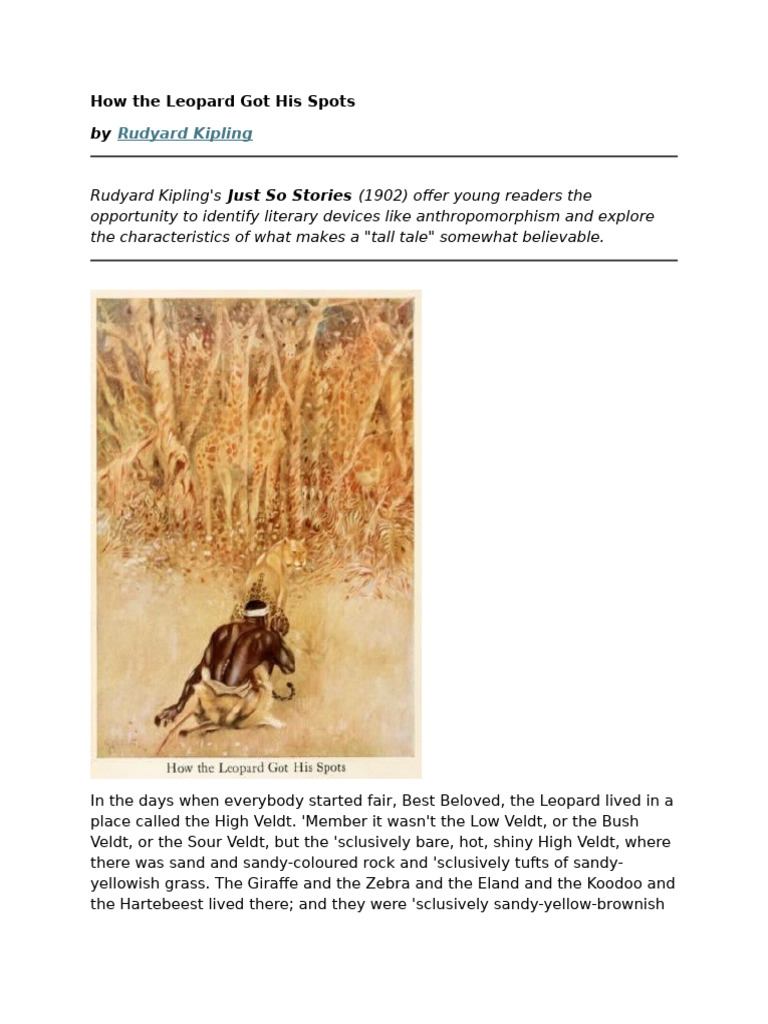 How The Leopard Got His Spots | PDF | Leopard | Zoology