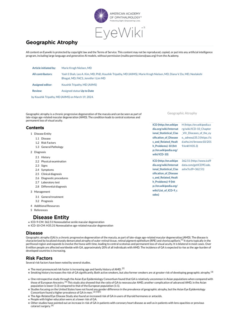 Geographic Atrophy Overview and ICD-10 | PDF | Retina | Clinical Medicine