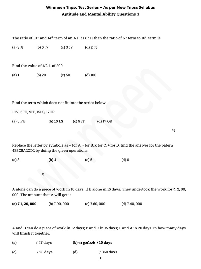 Aptitude and Mental Ability Questions 3 | PDF