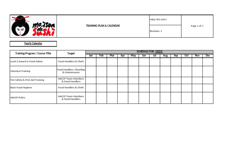 Training Plan & Calendar (Autosaved) | PDF