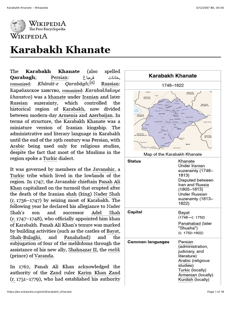 Karabakh Khanate - Wikipedia | PDF