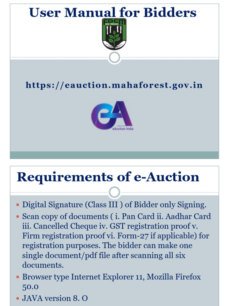 Bidder Side Process Manual-31-05-2023 - Final | PDF | Auction | Computing