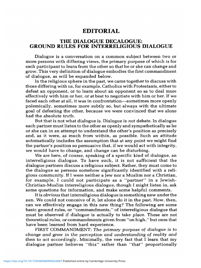 Interfaith Dialogue Guidelines | PDF | Interfaith Dialogue | Dialogue