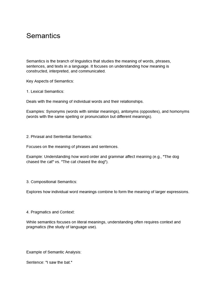 Understanding Semantics Basics | PDF