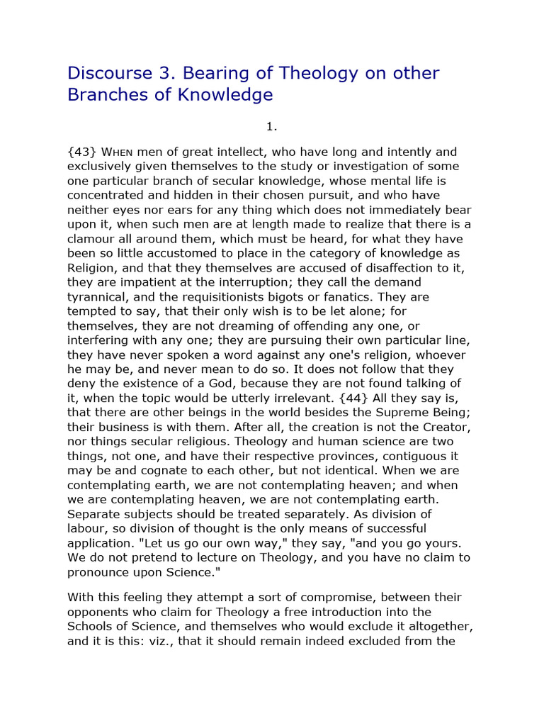 Newman Reader - Idea of a University - Discourse 3 | PDF | Science ...