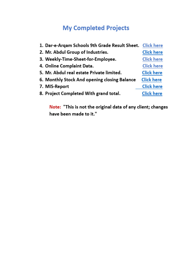 Completed Project Reports Overview Pdf