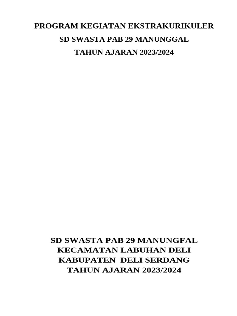 Program Ekstrakurikuler-Sd | PDF