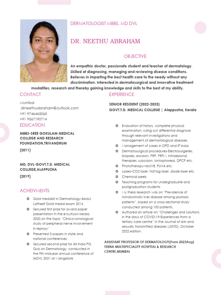 DR Neethu MD Dermatologist | PDF | Dermatology | Doctor Of Medicine