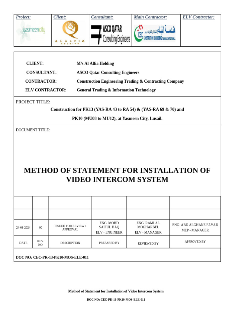 A. MOS - Installation of Intercom | PDF | Safety | Personal Protective ...