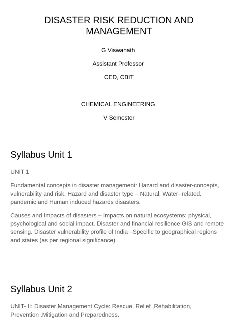 DRRM CSE Unit 1 | PDF | Emergency Management | Geographic Information System
